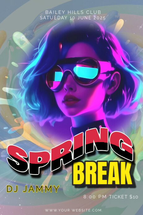Grey Neon Spring Break Poster Template | PosterMyWall