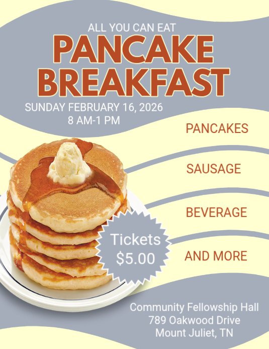 Grey Pancake Breakfast Event Flyer Template | PosterMyWall