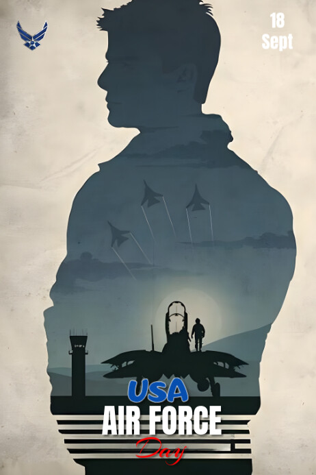 Grey Pastel Air Force Day Poster Template | PosterMyWall