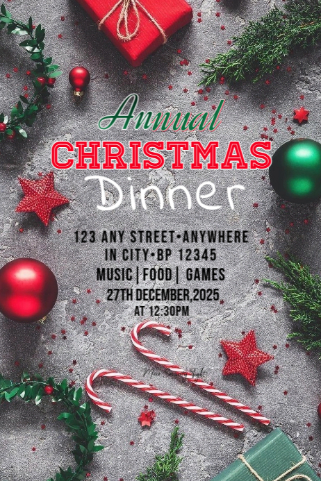 Grey Pastel Annual Christmas Dinner Poster Template | PosterMyWall