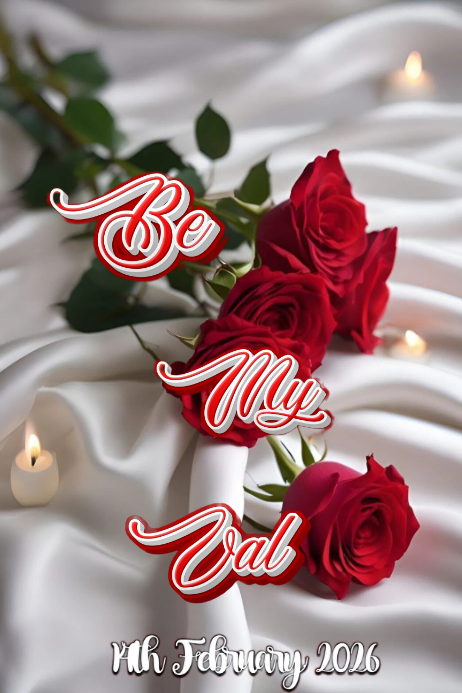 Grey Pastel Be My Val Poster Template | PosterMyWall