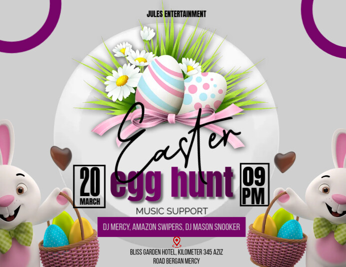 Grey Pastel Easter Bunny Flyer (us Letter) Template | PosterMyWall