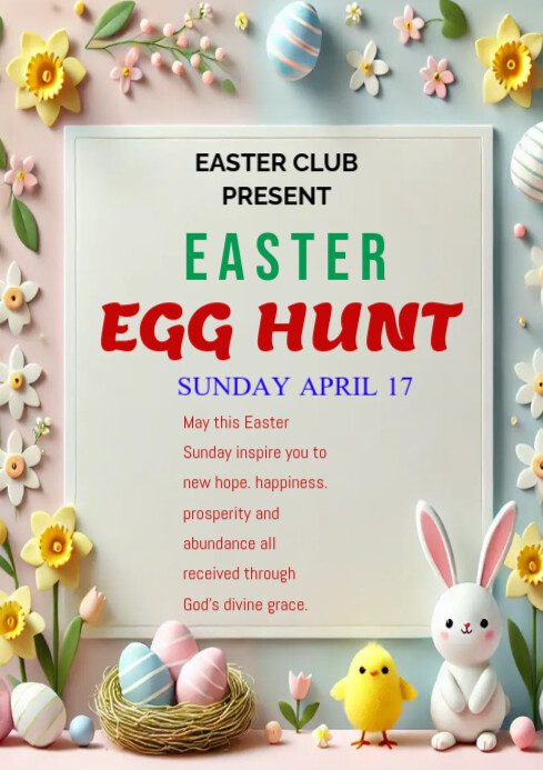 Grey Pastel Easter Day Egg Hunt A3 Template | PosterMyWall