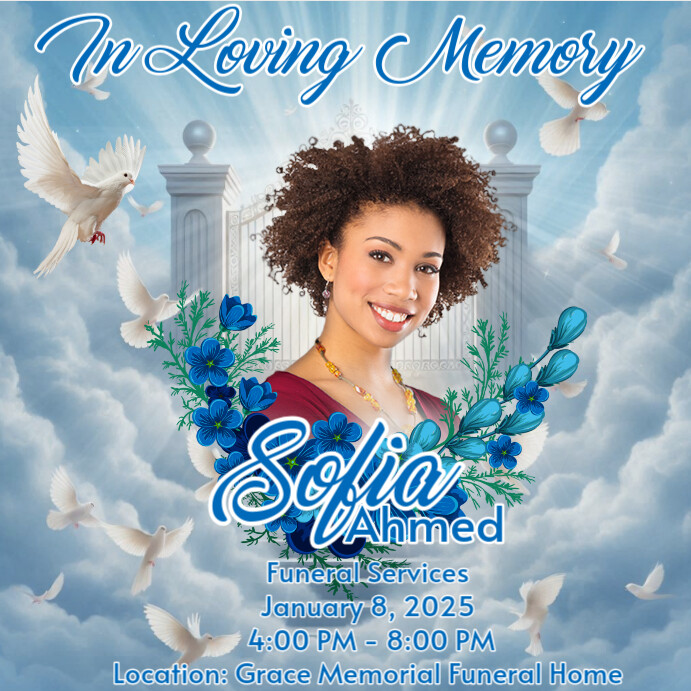 Modèle Grey Pastel Funeral Memorial Announcement Flyer Instagram Post ...