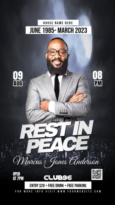 Grey Pastel Funeral Rest In Peace Flyer Instagram Reel Template ...