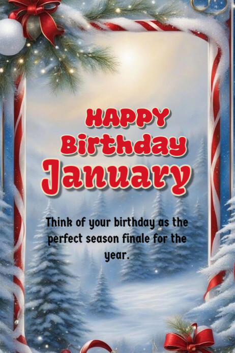Grey Pastel Happy Birthday January Poster Template | PosterMyWall