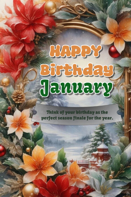 Plantilla de Grey Pastel Happy Birthday January Poster | PosterMyWall