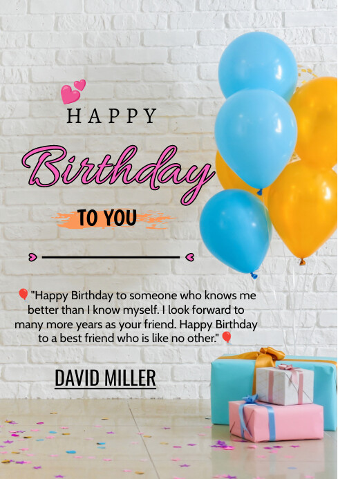 Grey Pastel Happy Birthday To You Wishing Tem Templat | PosterMyWall