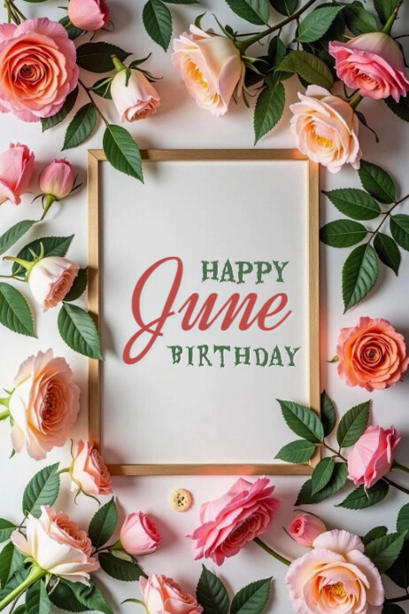 Grey Pastel Happy June Birthdays Banner 4' × 6' Template | PosterMyWall