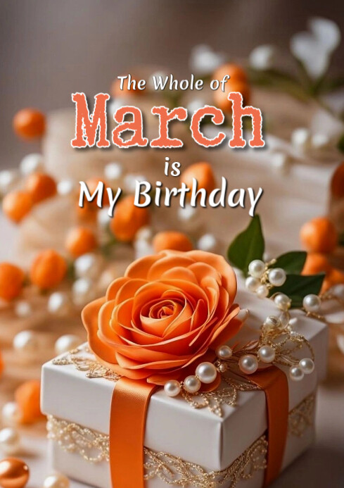 Copy of Grey Pastel March Birthdays A4 | PosterMyWall