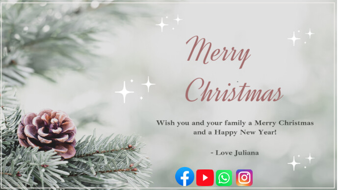 Grey Pastel Merry Christmas Youtube Thumbnail Template | PosterMyWall