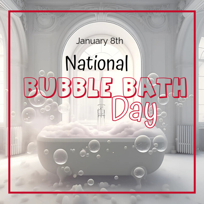 Grey Pastel National Bubble Bath Day Instagram Post Template | PosterMyWall
