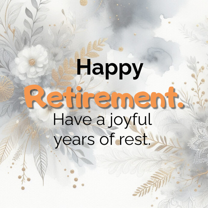 Grey Pastel Retirement Card Instagram Post Template | PosterMyWall