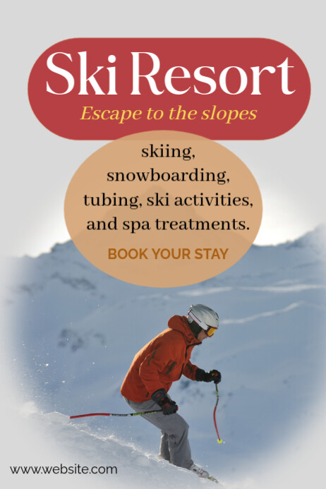Grey Pastel Ski Resort Poster Template | PosterMyWall