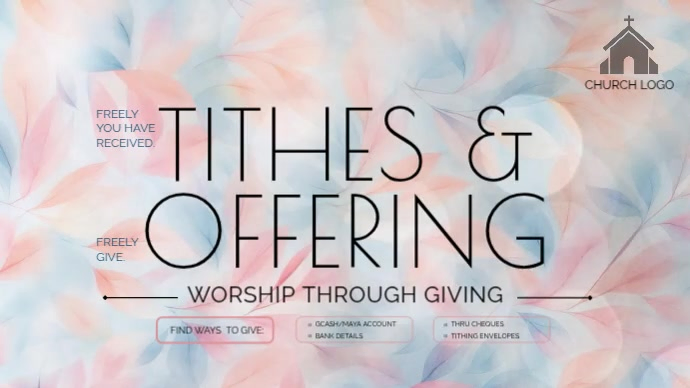 Grey Pastel Tithes And Offering Digital Display (16:9) Template ...