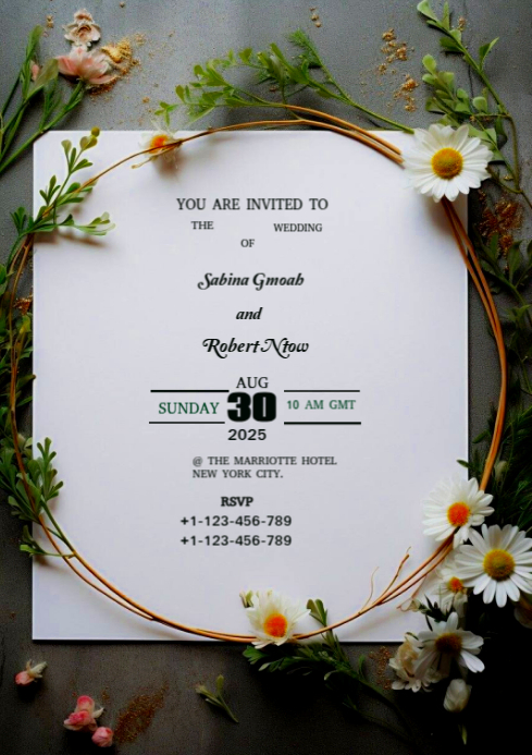 Modèle Grey Pastel Wedding Invitation Card A4 | PosterMyWall