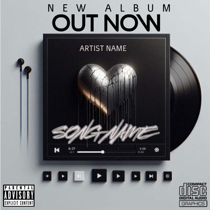 Grey Professional Album Cover Album Cover Template | PosterMyWall