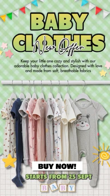 Grey Professional Baby Clothes Instagram Reel Template | PosterMyWall