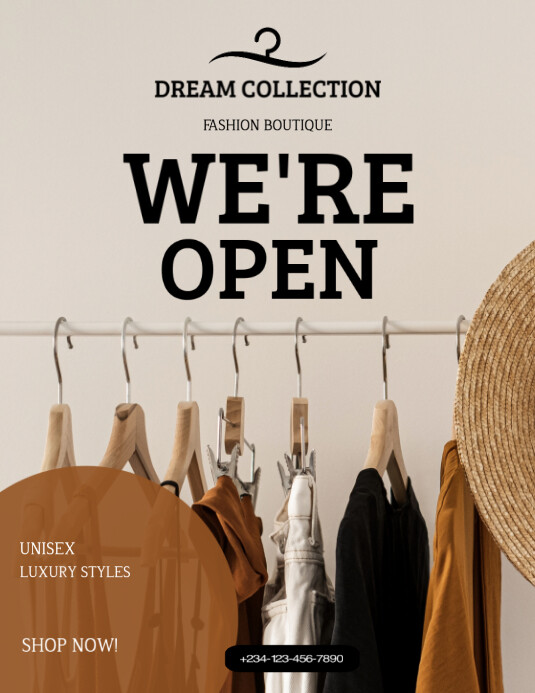 Grey Professional Boutique We Are Open Flyer Template | PosterMyWall