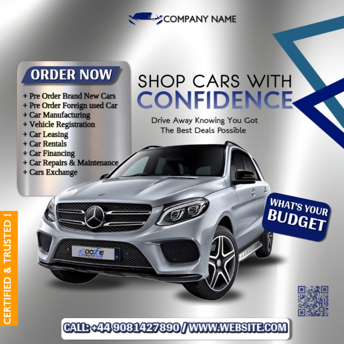 Grey Professional Car Dealership Design Square (1:1) Template ...