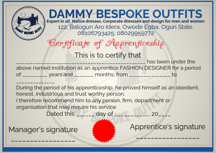 Grey Professional Certificate Of Apprenticeship A4 Template | PosterMyWall