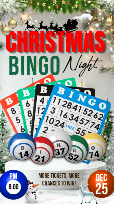Grey Professional Christmas Bingo Night Instagram Story Template ...