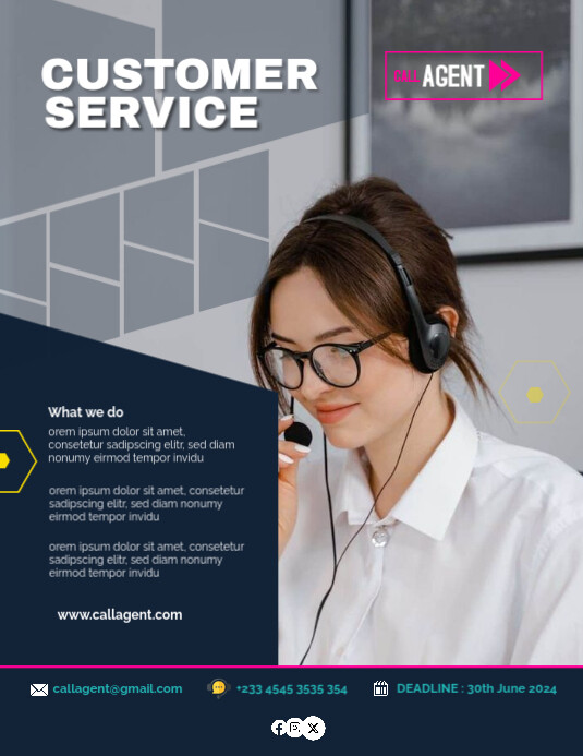 Grey Professional Customer Service Flyer (us Template | PosterMyWall