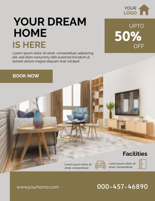 Grey Professional Dream Home For Sale Flyer ( Template | PosterMyWall