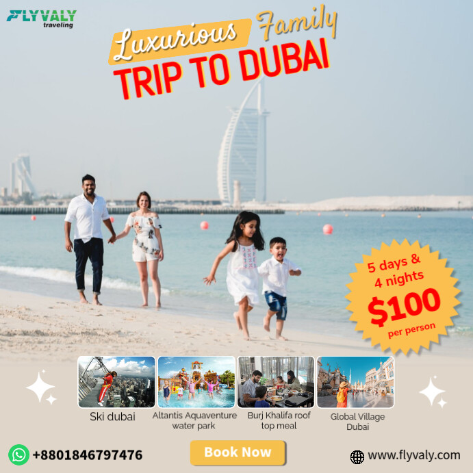 Copy of Grey Professional Dubai Family Tour Package Poster Design ...