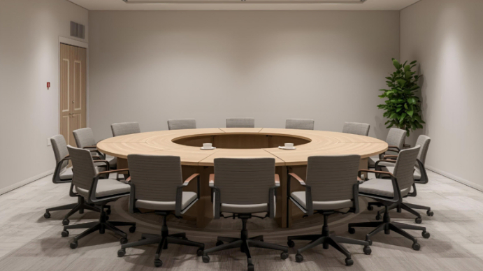Plantilla de Grey Professional Executive Round Table Room Digital ...