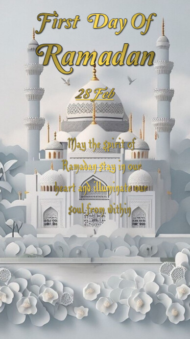 Grey Professional First Day Of Ramadan 28 February Digital Display (9: ...