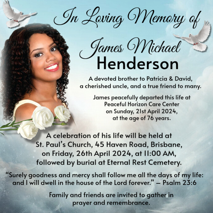 Copy of Grey Professional Funeral Flyer Instagram Post | PosterMyWall