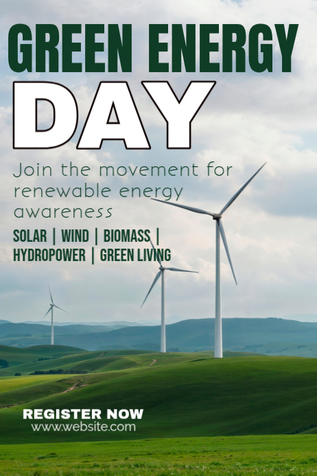 Grey Professional Green Energy Day Poster Template | PosterMyWall