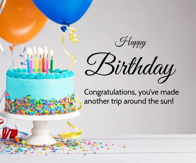 Grey Professional Happy Birthday Large Recta Template | PosterMyWall