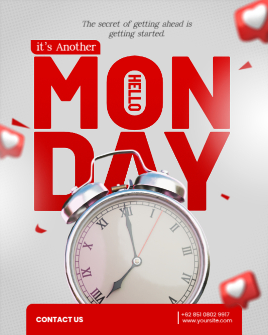 Grey Professional Hello Monday Instagram Portrait Template | PosterMyWall