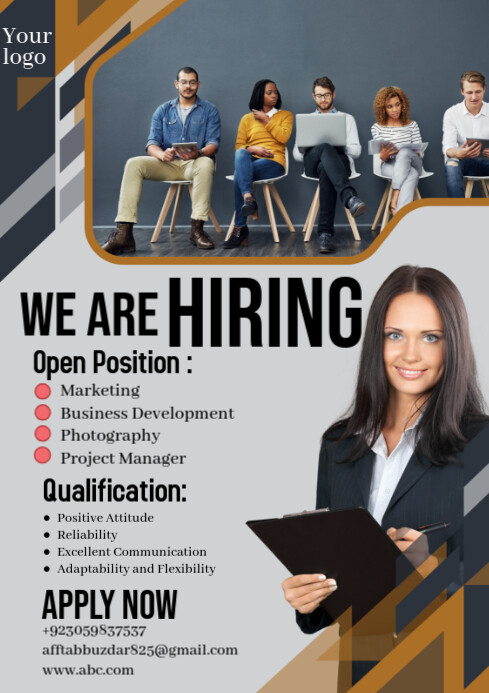Grey Professional Hiring Job Opportunities A4 Template | PosterMyWall