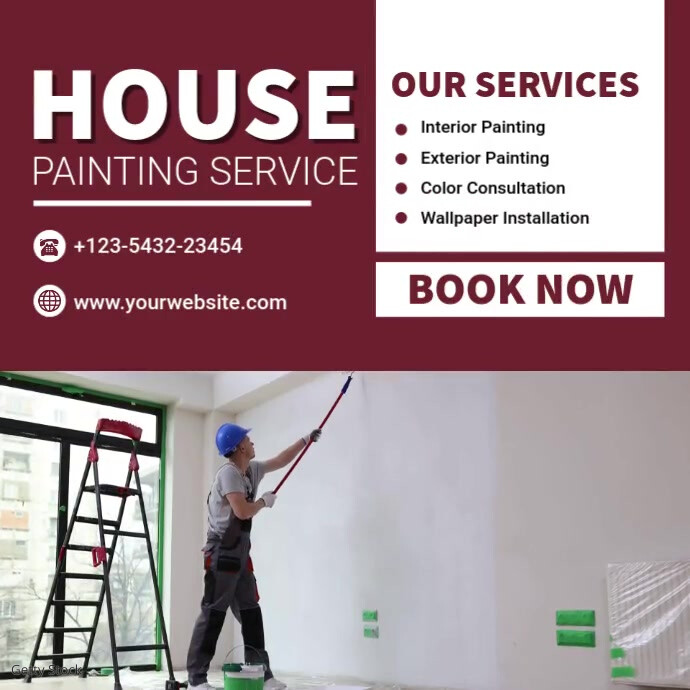 Grey Professional House Painting Service Instagram Post Template ...