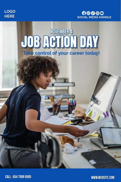 Grey Professional Job Action Day Poster Template | PosterMyWall