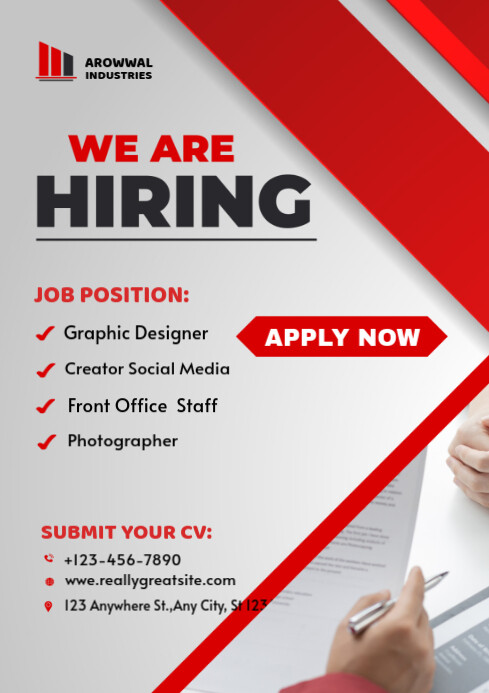 Grey Professional Job Hiring Post A4 Template | PosterMyWall