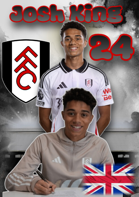 Copy of Grey Professional Josh King Fulham Football Player A4 ...