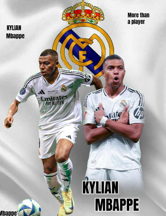 Modèle Grey Professional Kylian Mbappe Posters Flyer (us Letter ...
