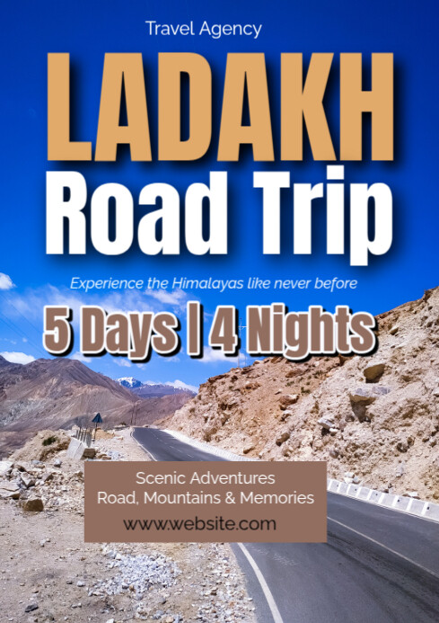 Grey Professional Ladakh Road Trip A1 Template | PosterMyWall