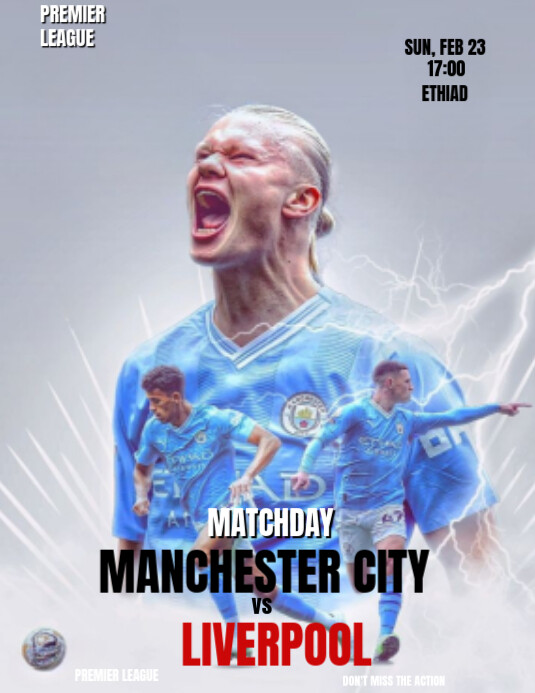 Grey Professional Manchester City Vs Liverpool Flyer (us Letter ...