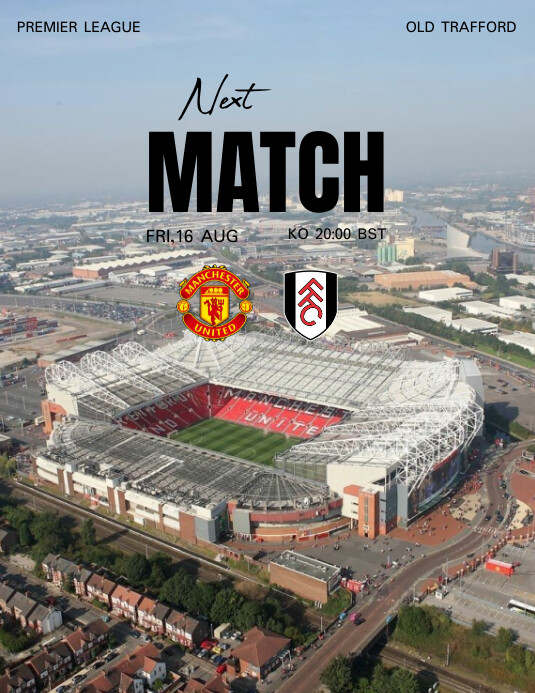 Copy of Grey Professional Manchester United Vs Fulham | PosterMyWall