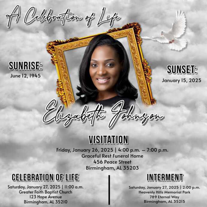 Grey Professional Memorial Flyer, Funeral Flyer, In Loving Memory, Rest ...