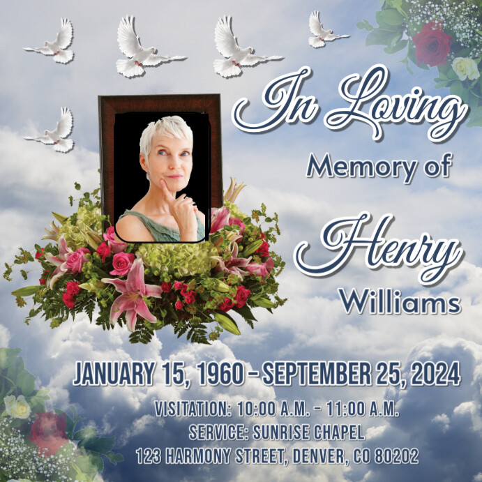 Grey Professional Memorial Flyer, Funeral Flyer, In Loving Memory, Rest ...