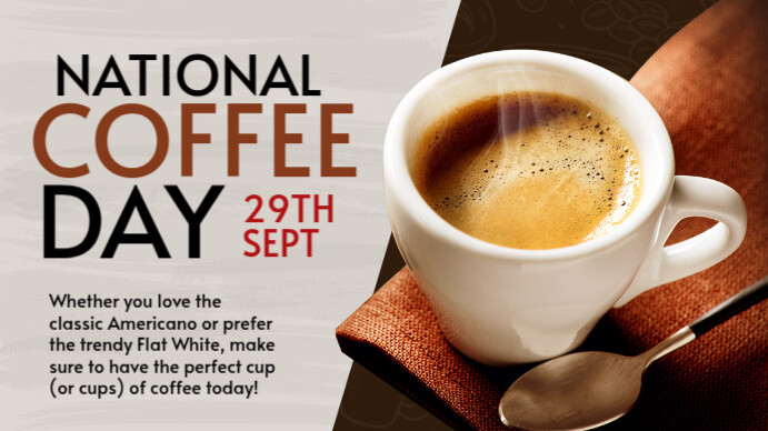 Grey Professional National Coffee Day Youtube Thumbnail Template ...
