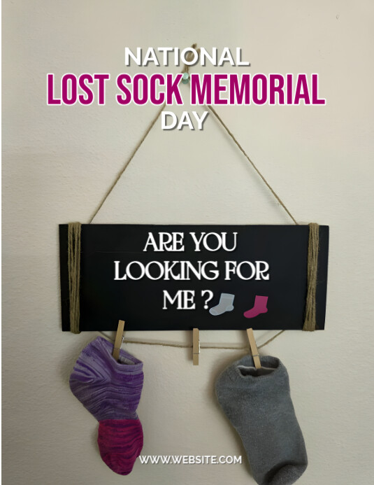 Grey Professional National Lost Sock Memorial Day Flyer (us Letter ...