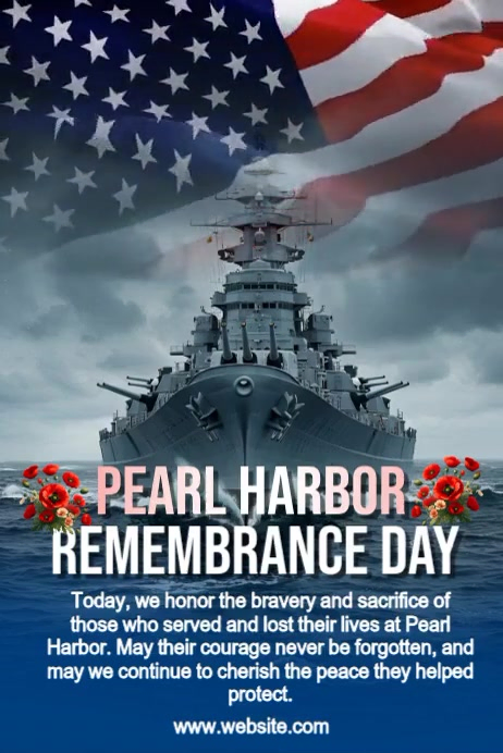 Grey Professional Pearl Harbor Remembrance Day Poster Template ...