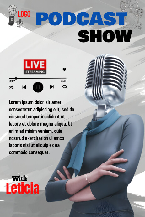 Grey Professional Podcast Talk Show Poster Template | PosterMyWall